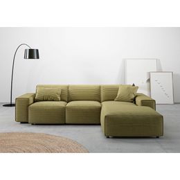 Andas Ecksofa »Glimminge L-Form auch in Breitcord, Feincord + Easy care-Bezug, « Breite 264, Zierkissen pistazie