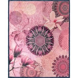 HIP Plaid »Zinzi« Weich, Kuscheldecke, 130x160 cm, Wendeoptik, Mandala, Blumen multi/rosa/blau Obermaterial: 100% Polyester B/L: 130 cm x 160 cm