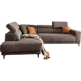 Alina Ecksofa »Hikari« wahlweise mit Sitzvorzug, in modernem Cordstoff, Breite 276 cm braungrau GCT 149