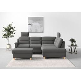 Sit & More SIT&MORE Ecksofa »Farö L-Form« inklusive Federkern, wahlweise mit Bettfunktion und Bettkasten grau