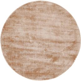CarpetFine Teppich »Ava Viskoseteppich« rund 13 mm Höhe Seidenoptik, leichter Glanz, Wohnzimmer beige Obermaterial: 100% Viskose Ø 120 cm 1 Stk.