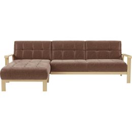 Sit & More sit&more Ecksofa &raquo;Billund L-Form&laquo; Armlehnen aus Buchenholz in natur, verschiedene Bez&uuml;ge und Farben braun 100% Polyester