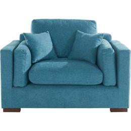 Home Affaire Loveseat &raquo;Fresh Pond Sessel&laquo; weicher Sitzkomfort, incl. Zierkissen, B/T/H: 140/96/95 cm blau 100% Polyester