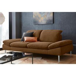 W.Schillig 2,5-Sitzer &raquo;enjoy&MORE&laquo; mit Sitztiefenverstellung, F&uuml;&szlig;e silber matt, Breite 232 cm braun Chenille-Flachgewebe R66 (85% Polyester, 15% Nylon