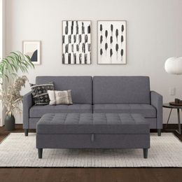 3-Sitzer &raquo;Presley&laquo; Sofa mit Bett-Funktion und verstellbarer R&uuml;ckenlehne grau Webstoff, 100% Polyester