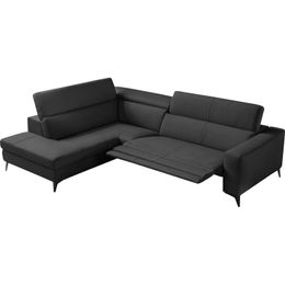 Egoitaliano Ecksofa »Edith, Designsofa mit hohem Sitzkomfort, L-Form« inkl. elektrischer Relaxfunktion und manuell verstellbaren Kopfteilen schwarz