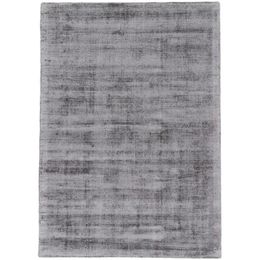 CarpetFine Teppich &raquo;Ava Viskoseteppich&laquo; rechteckig 13 mm H&ouml;he Seidenoptik, leichter Glanz, auch als L&auml;ufer erh&auml;ltlich hellgrau Obermaterial: 100%...
