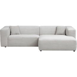 Andas Polsterecke »BAKELS, Ecksofa-Set mit Hocker, L-Form mit Schlaffunktion« Ecksofa-Set (incl. Hocker) im trendigen Megacord hellgrau