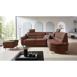 Places of Style Ecksofa »Cardoso L-Form« Federkern, wahlweise mit Bett, Schubkasten braun