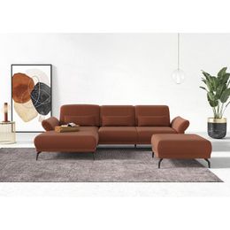 Inosign Ecksofa »Coco L-Form« Sitztiefen-, Arm- und Kopfteilverstellung, Cord-Bezug, Fußhöhe 15 cm kupfer