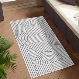 Carpet City Outdoorteppich &raquo;DUO RUG 5842&laquo; rechteckig 5 mm H&ouml;he Wendeteppich Wetterfest In- & Outdoor, Balkon, Terrasse, Wohnzimmer grau Obermaterial: 100% 