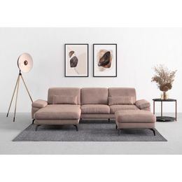 Sit & More SIT&MORE Ecksofa »Cabana L-Form« Recamiere, wahlweise mit Sitztiefen-, Armlehnen- und Kopfteilfunktion altrosa
