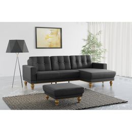 Sit & More SIT&MORE Ecksofa »Orient 5 L-Form« mit Strass-Stein, wahlweise mit Bettfunktion und Bettkasten schwarz