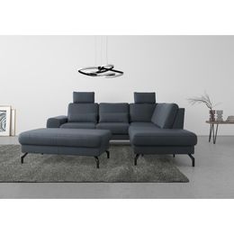 Sit & More SIT&MORE Ecksofa »Cinturo L-Form« inklusive Sitztiefenverstellung und Federkern, Sitzhöhe 48 cm dunkelblau