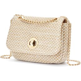 Vivance Umhängetasche »Minibag« Handtasche, Henkeltasche, Bast-Optik, Crossbody Bag VEGAN beige/weiß