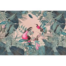 Livingwalls LIVING WALLS Fototapete »ARTist Toucans Paradise« Vlies, Wand, Schräge beige/grün/rosa B/L: 4 m m x 2,7 m m