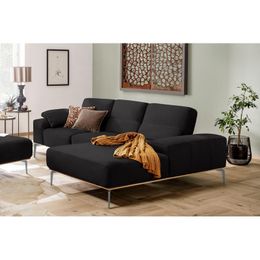 W.Schillig Ecksofa &raquo;run, Designsofa mit tollem Sitzkomfort, bequem, L-Form&laquo; mit elegantem Holzsockel, F&uuml;&szlig;e in Silber matt, Breite 279 cm schwarz 