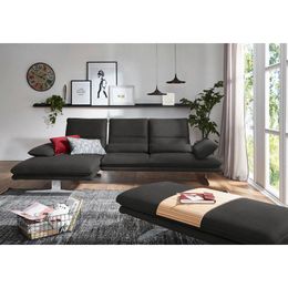 W.Schillig Ecksofa &raquo;broadway, Designsofa mit tollem Sitzkomfort, L-Form&laquo; Sitztiefenverstellung, Kopfteil- & Seitenteilverstellung, Breite 291cm grau 