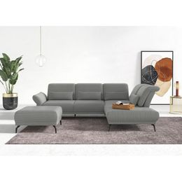 Inosign Ecksofa »Coco L-Form« Sitztiefen-, Arm- und Kopfteilverstellung, Cord-Bezug, Fußhöhe 15 cm silber
