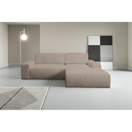 WERK2 Ecksofa &raquo;Rotterdam-L, kuschelweicher Cord oder Breitcord, L-Form, Breite 267 cm&laquo; Design Ecksofa mit Schlaffunktion & Bettkasten, Breitcord, 