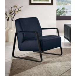 W.Schillig Cocktailsessel »quadroo Loungesessel, « mit bezogenen Armlehnen, Gestell in Schwarz pulverbeschichtet blau Z59