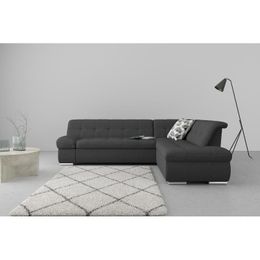 DOMO collection Ecksofa »Mona L-Form« wahlweise mit Bett- und Armlehnfunktion anthrazit