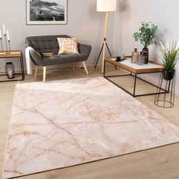 Paco Home Teppich &raquo;Marble 246&laquo; rechteckig 6 mm H&ouml;he Kurzflor, modernes Marmor Design, Wohnzimmer, Schlafzimmer Beige Obermaterial: 100% Polyester B...