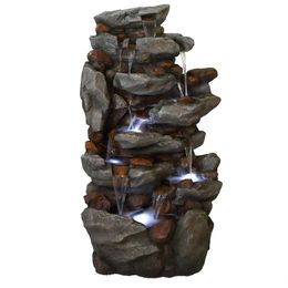 AcquaArte Gartenbrunnen &raquo;Wasserfall BONORVA&laquo; Komplettset mit LED-Beleuchtung, Pumpe und Anschlussmaterial grau Gartenbrunnen