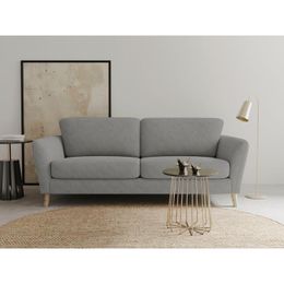 Home Affaire 3-Sitzer »MARSEILLE 3er Sofa 206 cm, Cord, Flachgewebe, Struktur, Webstoff« Massivholzbeine Eiche, Landhausstil, Wellenunterfederung grey