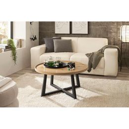 MCA furniture Couchtisch »CASORIA Top 30mm HWP mit Eiche furniert« Eiche furniert, Gestell schwarz matt, Belastbarkeit 30 kg naturfarben + schwarz...