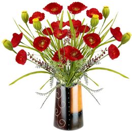 I.GE.A. Kunstblume »Mohnblumenbusch in Vase aus Keramik« Blumen Mohnblume Mohn Mohnbusch Bouquet Strauß Seidenblumenstrauß rot