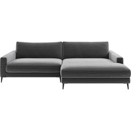 Inosign Ecksofa »Downtown, B/T/H: 272/190/84 cm L-Form« weicher Sitzkomfort auch in Cord und Bouclé, incl. Zierkissen anthrazit