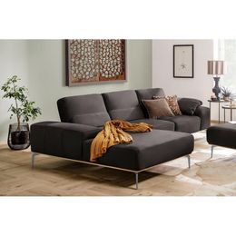 W.Schillig Ecksofa &raquo;run, Designsofa mit tollem Sitzkomfort, bequem, L-Form&laquo; mit elegantem Holzsockel, F&uuml;&szlig;e in Silber matt, Breite 299 cm braun 