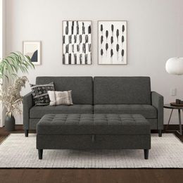 3-Sitzer &raquo;Presley&laquo; Sofa mit Bett-Funktion und verstellbarer R&uuml;ckenlehne grau Webstoff, 100% Polyester