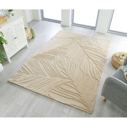 FLAIR RUGS Wollteppich »LINO LEAF« rechteckig 10 mm Höhe Hoch-Tief Effekt natur Obermaterial: 100% Wolle B : 160 cm 1 Stk.