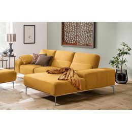 W.Schillig Ecksofa »run, Designsofa mit tollem Sitzkomfort, bequem, L-Form« mit elegantem Holzsockel, Füße in Silber matt, Breite 299 cm sunrise Z73