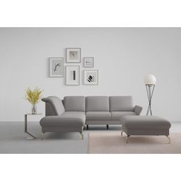 Sit & More sit&more Ecksofa &raquo;Fashion L-Form&laquo; wahlweise mit Kopfteilverstellung, Vorziehsitz, motorisch, Nickelf&uuml;&szlig;e grau
