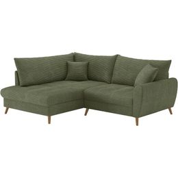 Ecksofa &raquo;Blackburn II L-Form&laquo; Wahlweise mit Kaltschaumpolsterung bis 140 kg belastbar gr&uuml;n Stripes (92% Polyester / 8% Nylon)