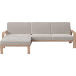 Sit & More sit&more Ecksofa &raquo;Kolding L-Form&laquo; Armlehnen aus Buchenholz in natur, verschiedene Bez&uuml;ge und Farben beige 100% Polyester