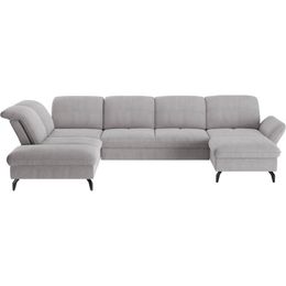 Sit & More sit&more Wohnlandschaft &raquo;Leandro U-Form&laquo; Wahlweise mit Bett-, Kopfteil - und Armlehnfunktion, sowie Bettkasten silber 90% Polyester, 10% Polyamid