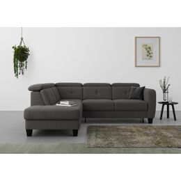 Sit & More sit&more Ecksofa &raquo;Belluci L-Form&laquo; inklusive Federkern, wahlweise mit Bettfunktion und Bettkasten grau