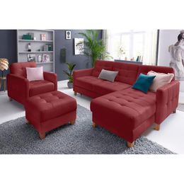 exxpo - SOFA FASHION Ecksofa »Elio, kompakt und komfortabel, bequem und zeitloses Design, L-Form« wahlweise mit Bettfunktion bordeaux