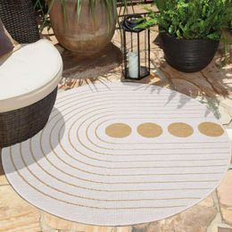 Carpet City Outdoorteppich &raquo;DUO RUG 5739&laquo; rund 5 mm H&ouml;he Wendeteppich Wetterfest In- & Outdoor, Balkon, Terrasse, Wohnzimmer Gelb Obermaterial:...