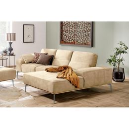 W.Schillig Ecksofa &raquo;run, Designsofa mit tollem Sitzkomfort, bequem, L-Form&laquo; mit elegantem Holzsockel, F&uuml;&szlig;e in Silber matt, Breite 279 cm beige 