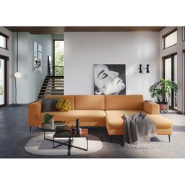 DOMO collection Ecksofa »Modica, zeitlos und elegant, L-Form« moderne Optik mit extrabreiter Recamiere, auch in Cord pfirsich