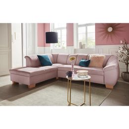 Sit & More SIT&MORE Ecksofa »Santo L-Form« mit Federkern, wahlweise mit Bettfunktion und Stauraum rose