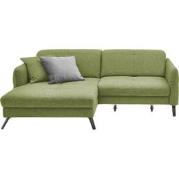 SET ONE BY Musterring Ecksofa »SO 4400 V« wahlweise mit motorischer Bettfunktion & Kopfverstellung, Fuß schwarz olive