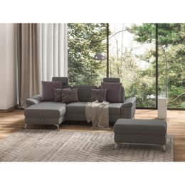 Sit & More SIT&MORE Ecksofa »Padua L-Form« inklusive Sitztiefenverstellung, Armteilfunktion und Federkern grau
