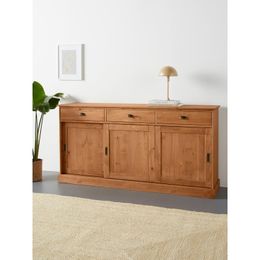 Home Affaire Sideboard »Schröder« Kommode, 3 Schiebetüren, 3 Schubkasten, aus massivem Kiefernholz natur gebeizt/gewachst Home Affaire –...