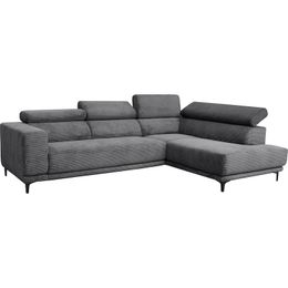 Alina Ecksofa »Hikari« wahlweise mit Sitzvorzug, in modernem Cordstoff, Breite 302 cm dunkelgrau GCT 79